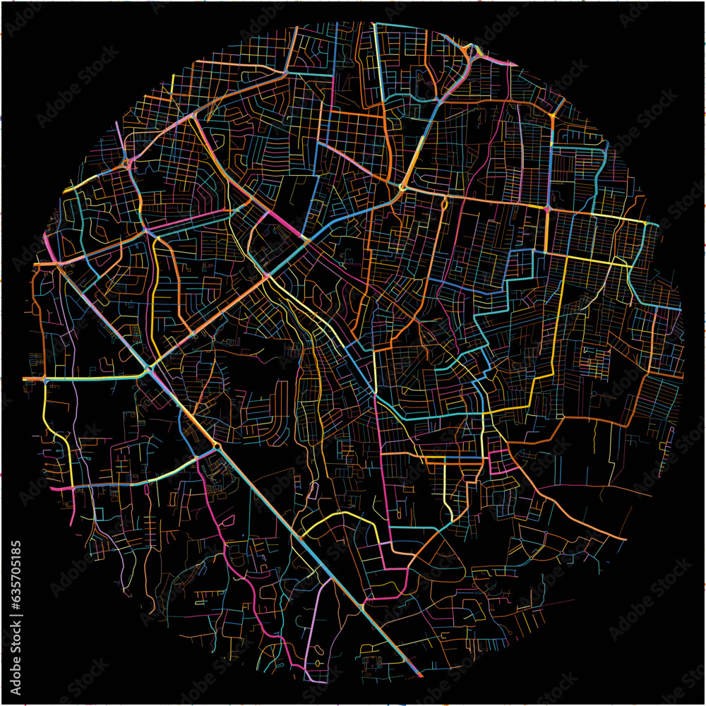 Colorful Map of Managua, Managua with all major and minor roads. Stock ...