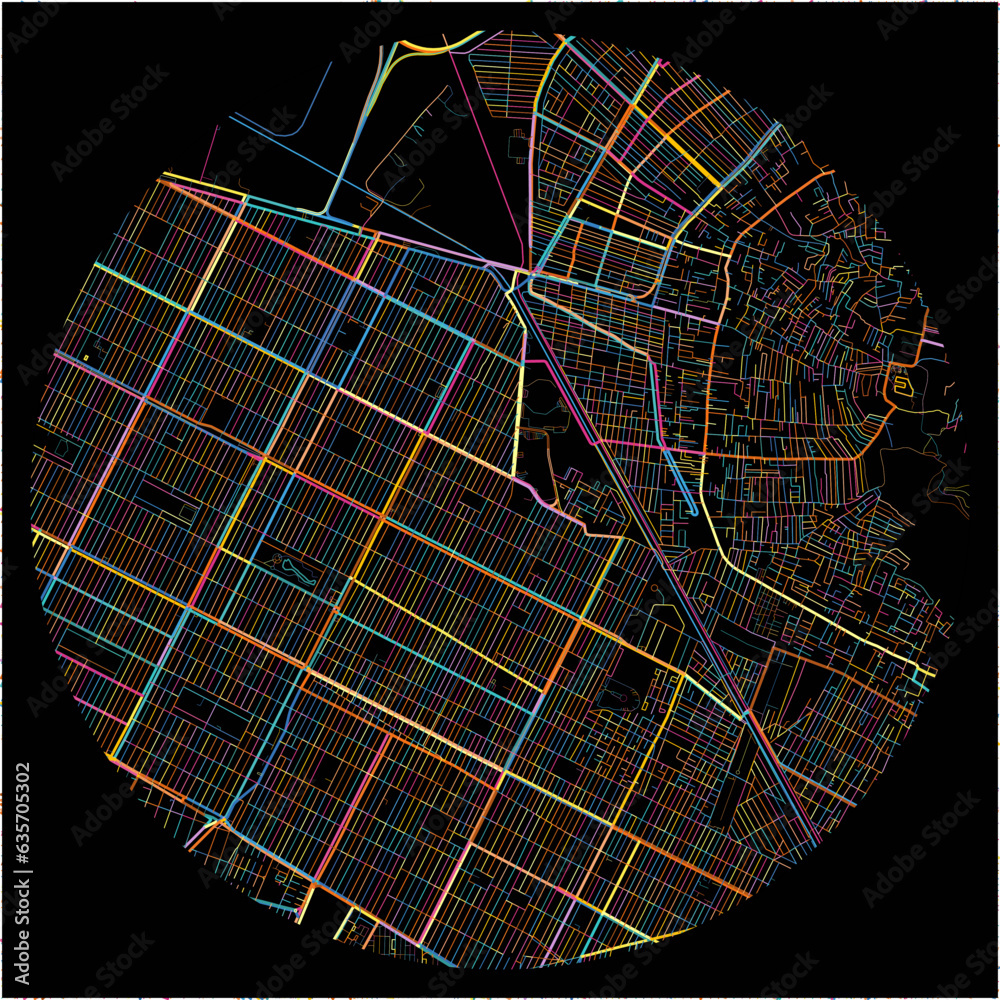 Colorful Map of Nezahualcoyotl, México with all major and minor roads ...