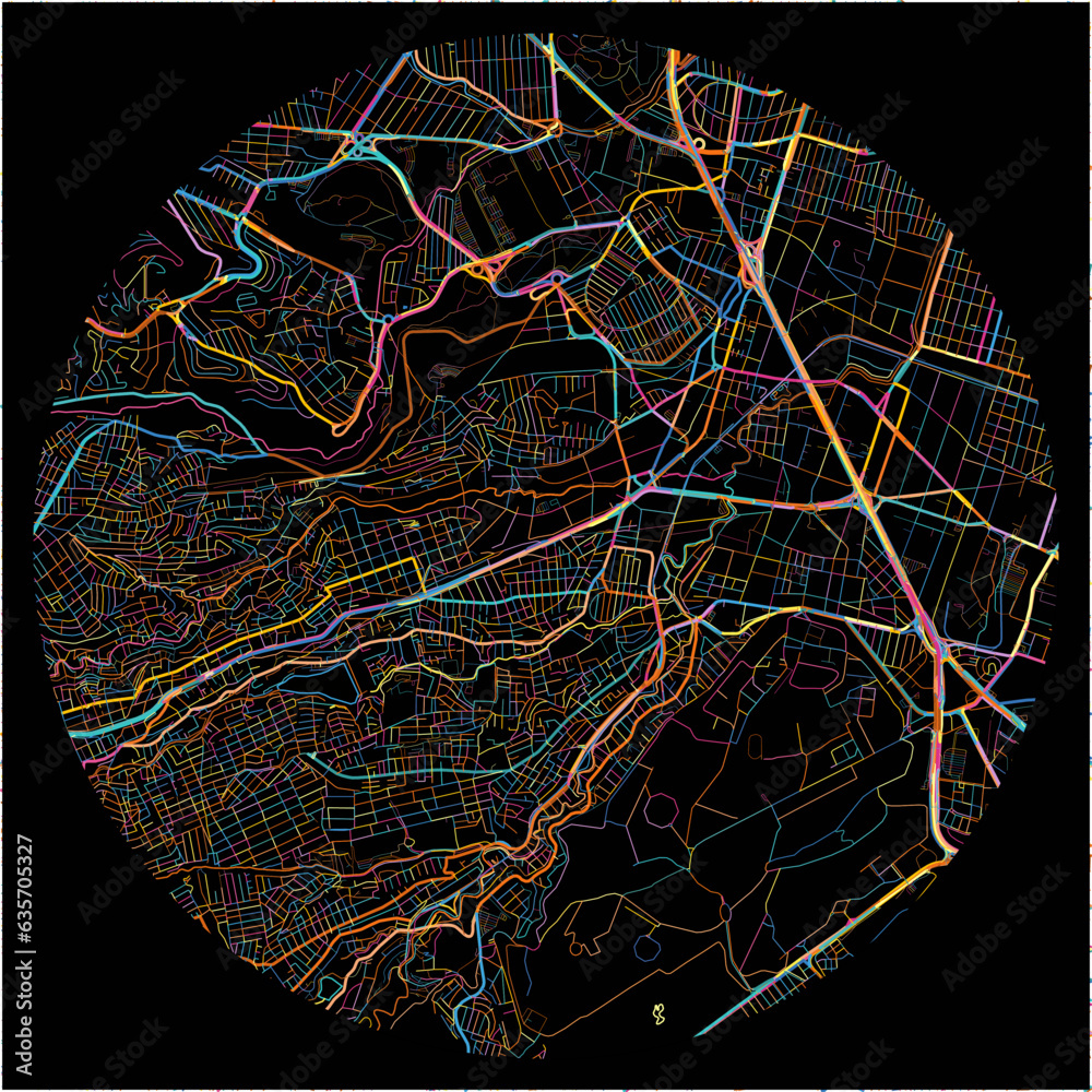 Colorful Map of Naucalpan, México with all major and minor roads ...