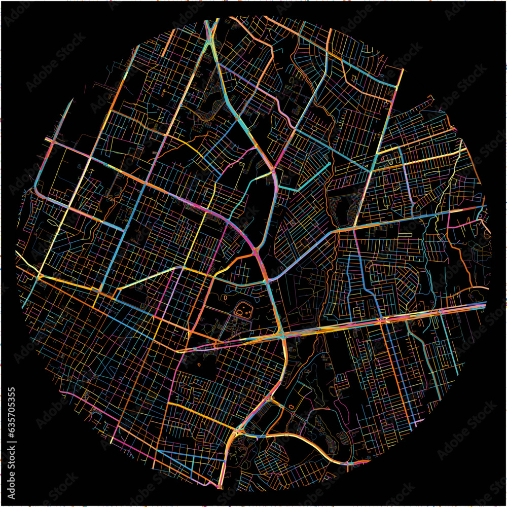 Colorful Map of Saltillo, Coahuila with all major and minor roads ...