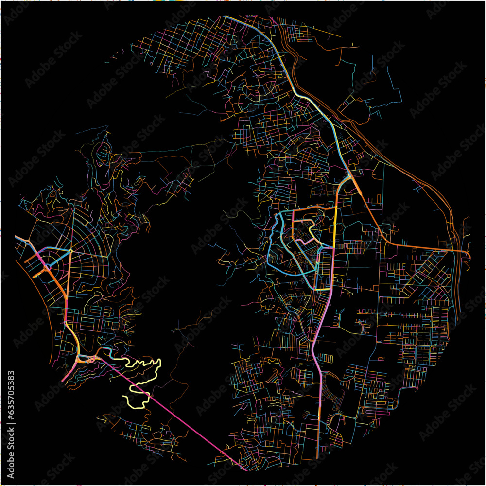 Colorful Map of Acapulco, Guerrero with all major and minor roads ...