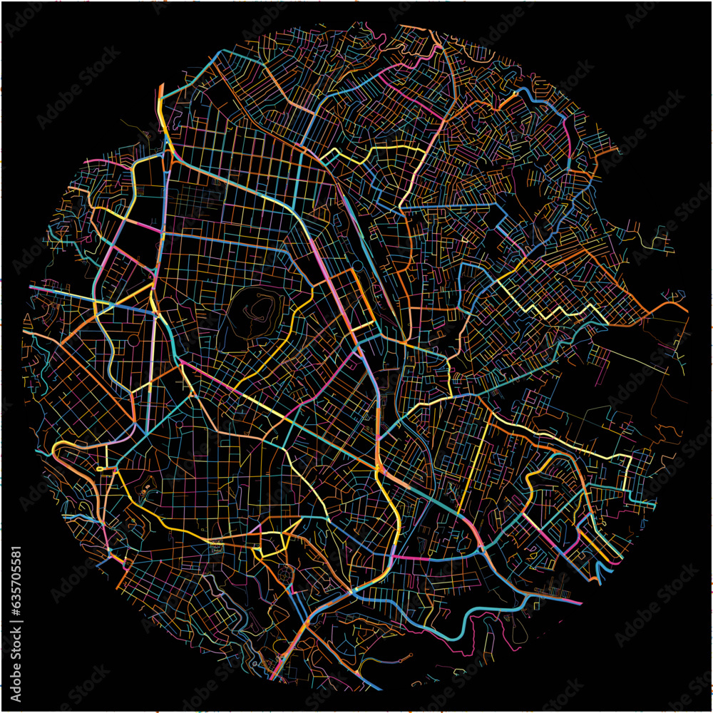 Colorful Map of Xalapa, Veracruz with all major and minor roads. Stock ...