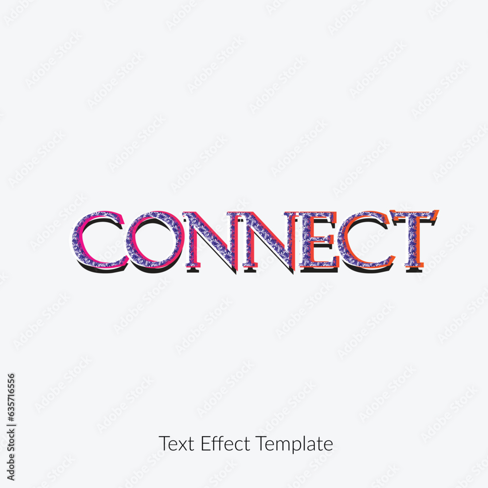 vector editable connect text style effect. Stock Vector | Adobe Stock