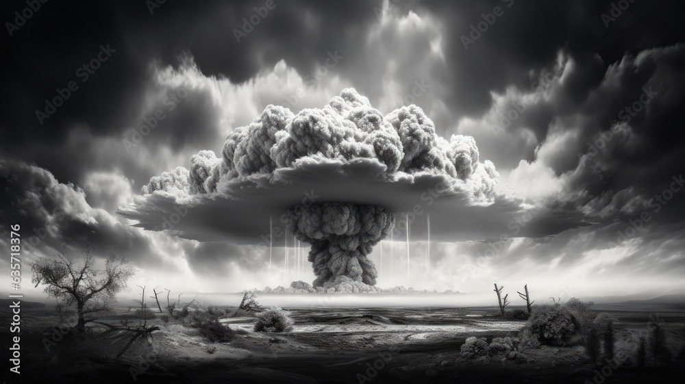 effect of boom atom explode make big smoke very dangerous white and ...