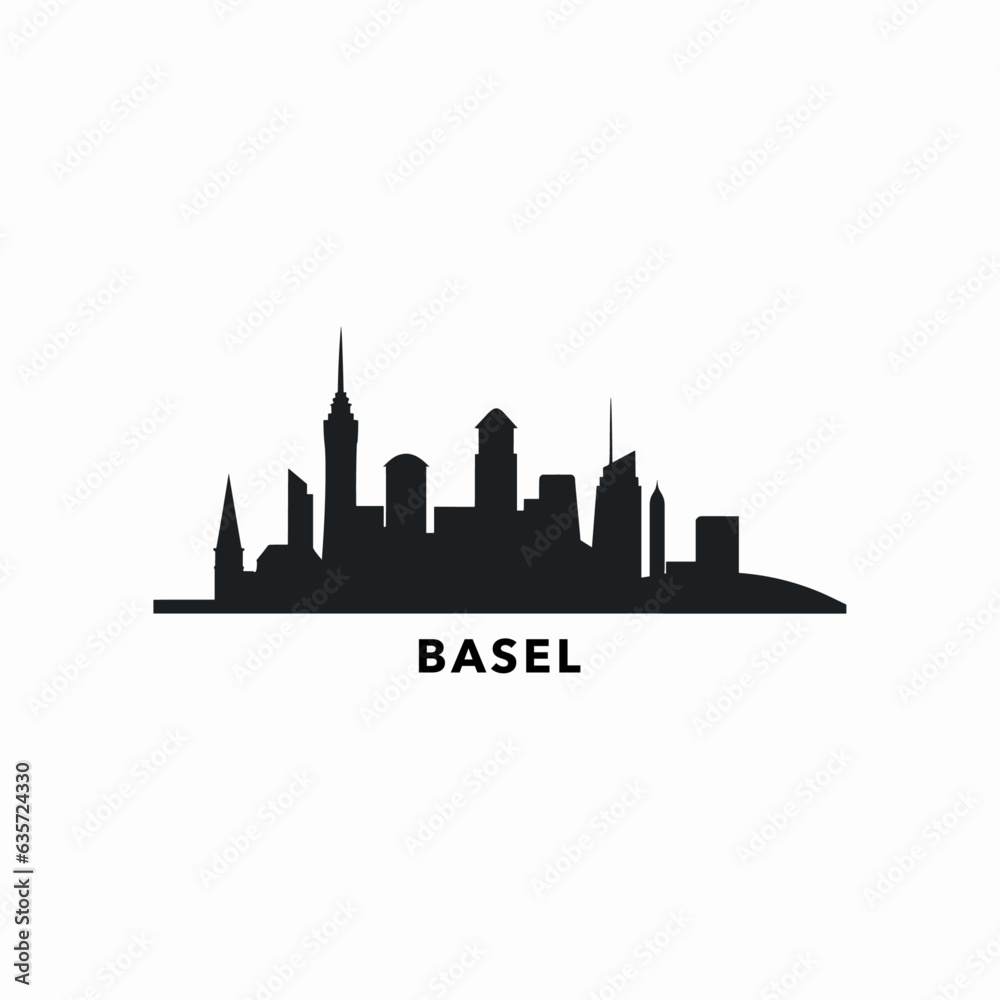 Switzerland Basel cityscape skyline city panorama vector flat modern ...