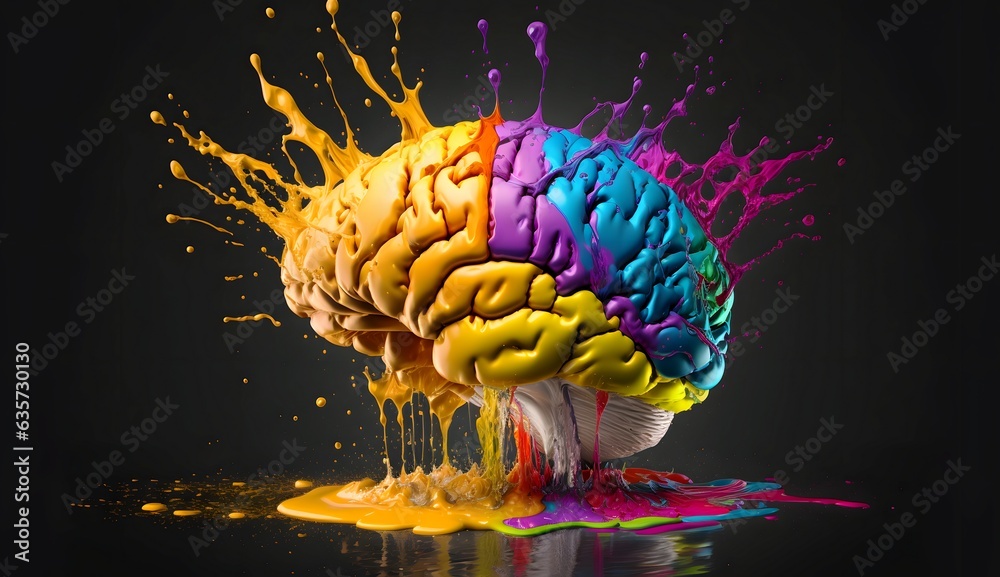 Exploded brain, neural network concept, artificial intelligence ...