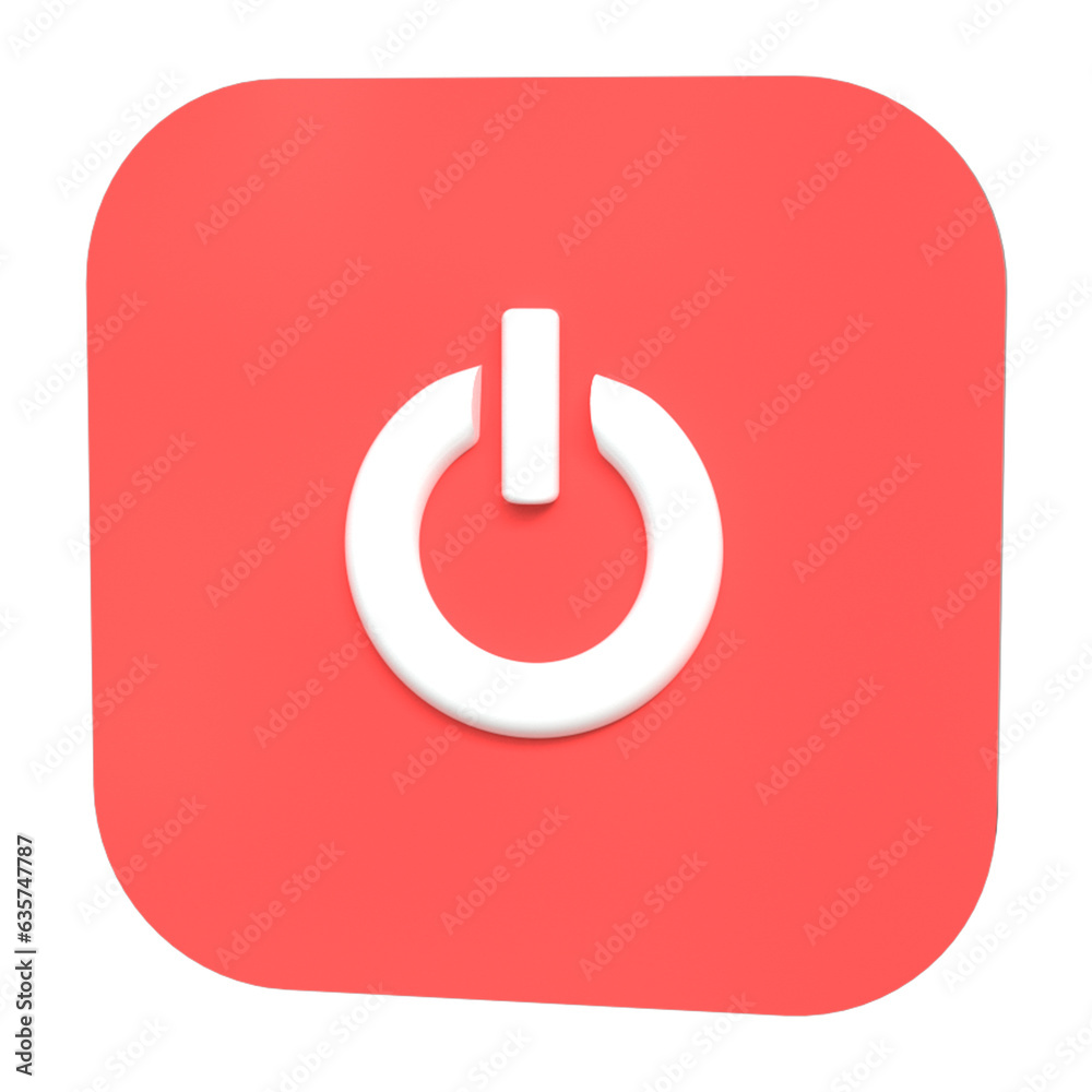 Power On Off 3d Switch Rendering Red And White Power Button For Web App Stock Illustration