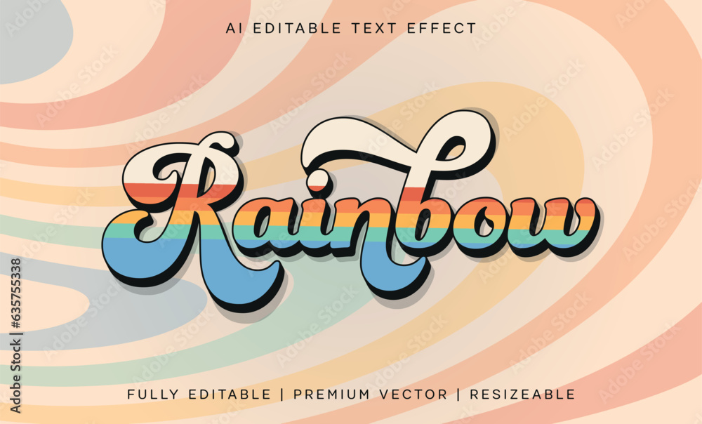 rainbow editable typography, colorful retro text effect, vintage stripe ...
