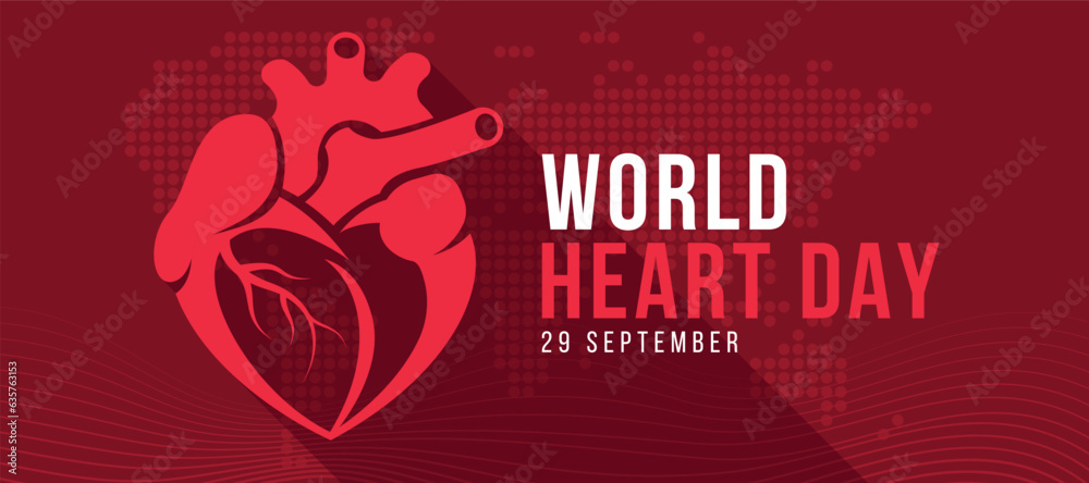 World heart day - Red heart human with heart shape symbol on dark red ...