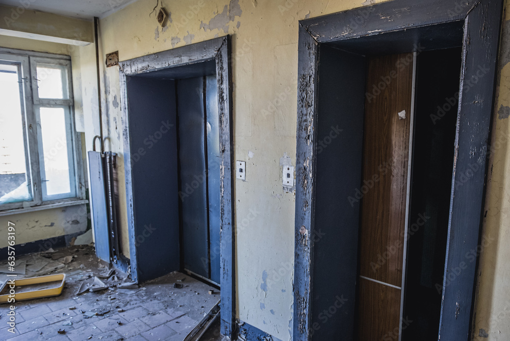 Elevators in 16-story residential building in Pripyat ghost city in ...