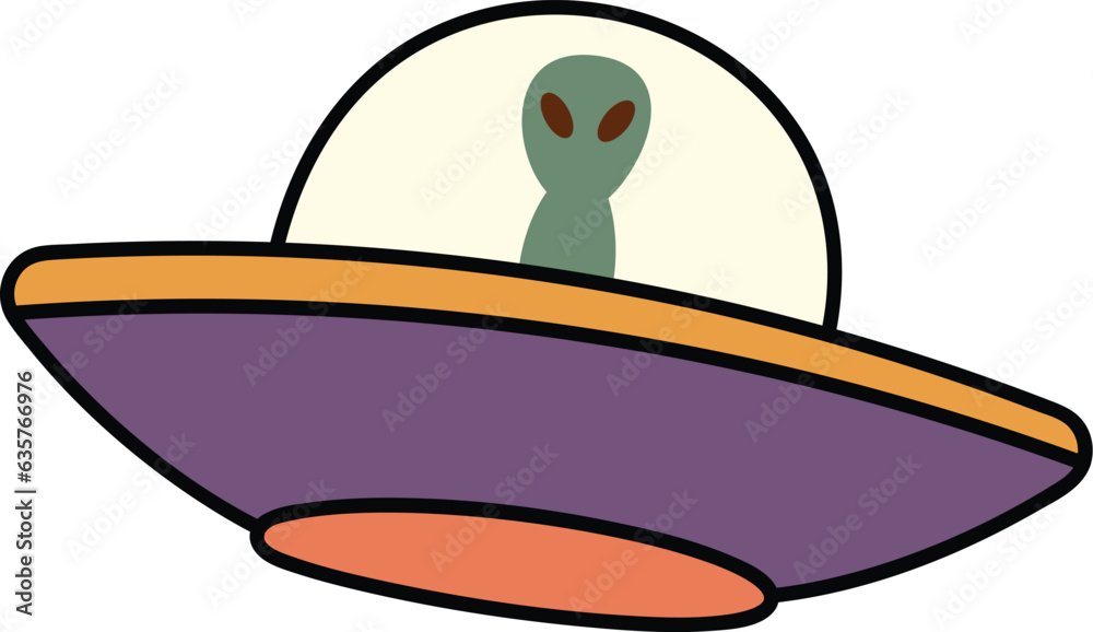 Spooky ufo with alien halloween illustration Stock Vector | Adobe Stock