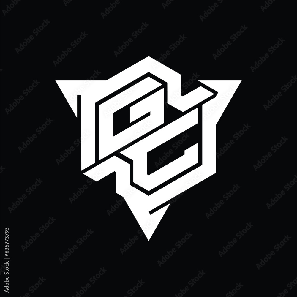 GC Logo monogram hexagon shape with triangle outline gaming style ...