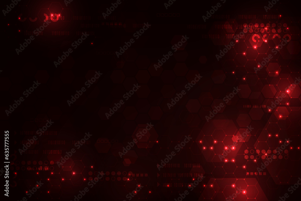 Vector hexagons abstract technology red background Stock Vector | Adobe ...