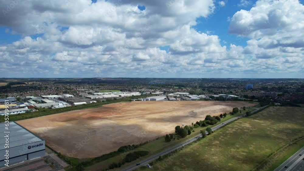 High Angle Footage of British Motorways with Busy Traffic During Cloudy ...