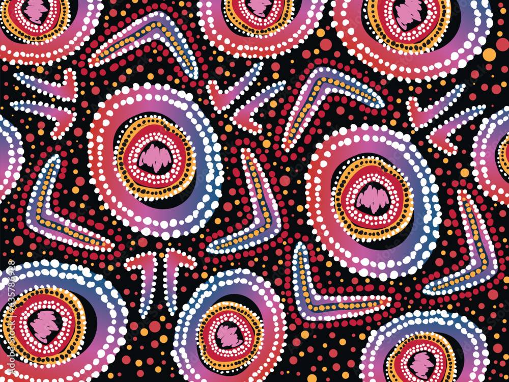 Boomerang from Aboriginal art on a vector background Stock Vector ...