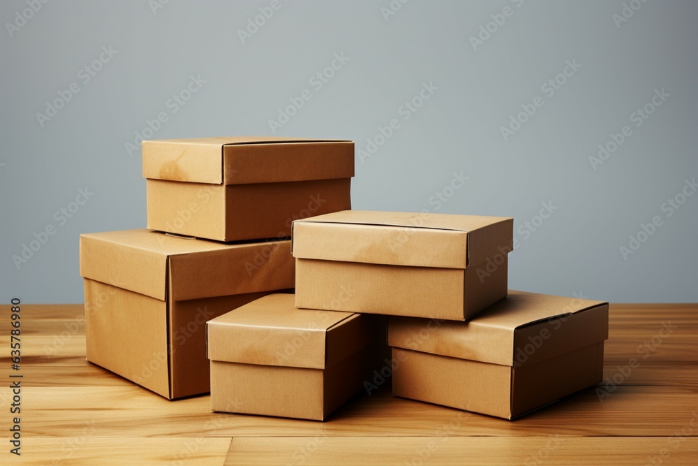 Box trio showcase: Craft cardboard boxes arranged aesthetically in a ...