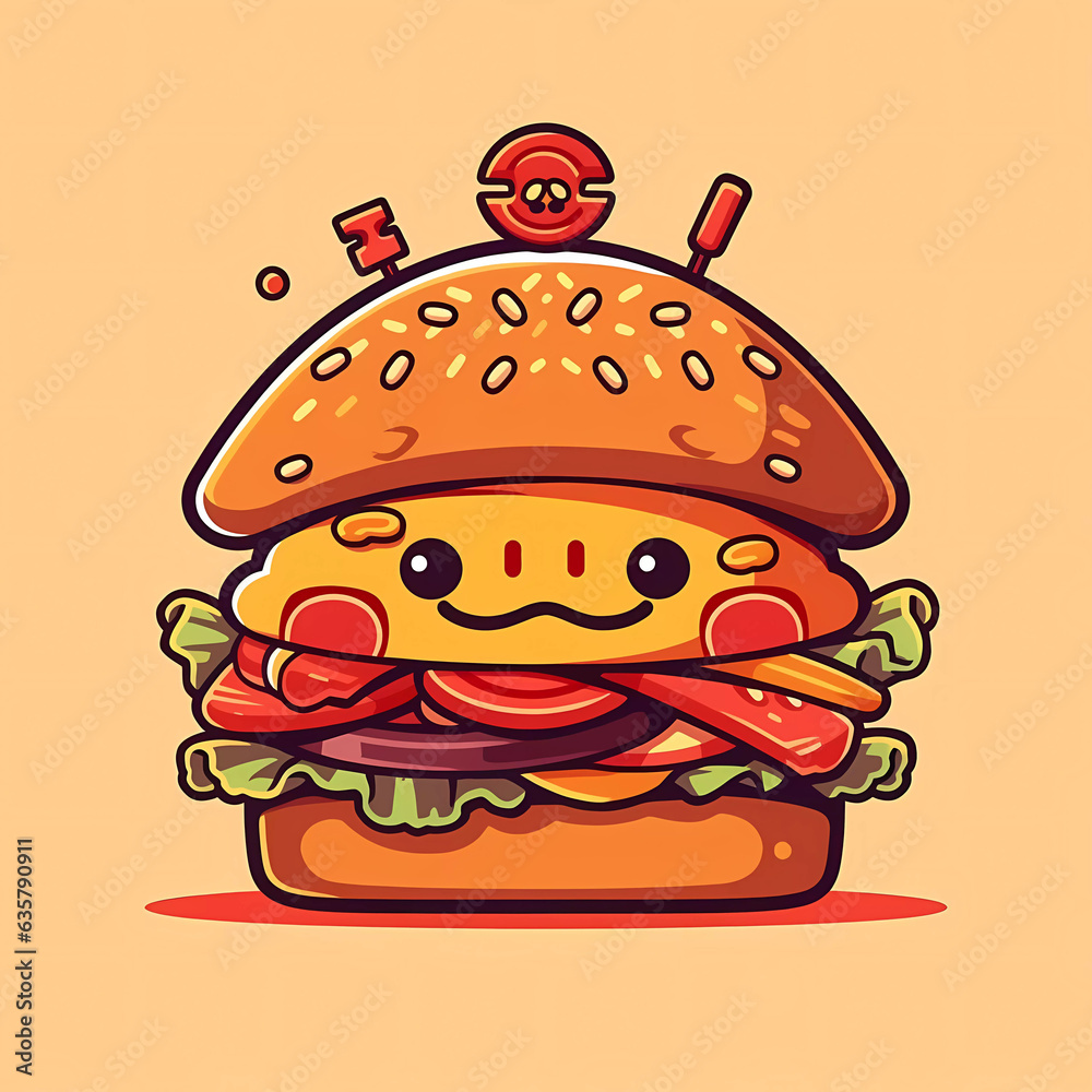 Cute cartoon burger mascot. Generative ai design concept. Stock ...