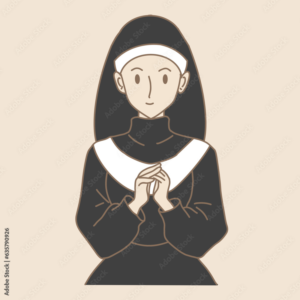 Nun in traditional clothes or habit. Faithful religious sister praying ...