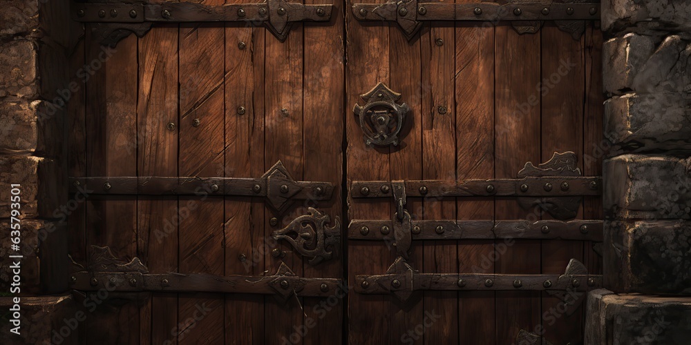 AI Generated. AI Generative. Fantasy cartoon dungeon door entrance exit ...