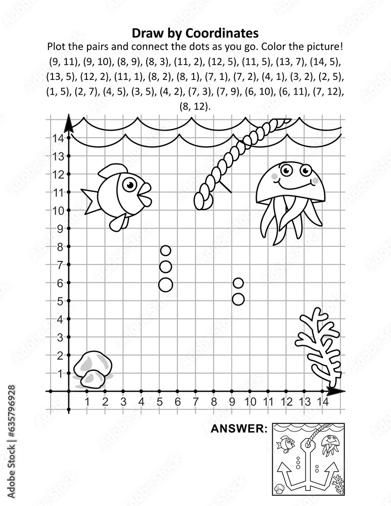 Coordinate graphing, or draw by coordinates, with anchor hidden picture ...