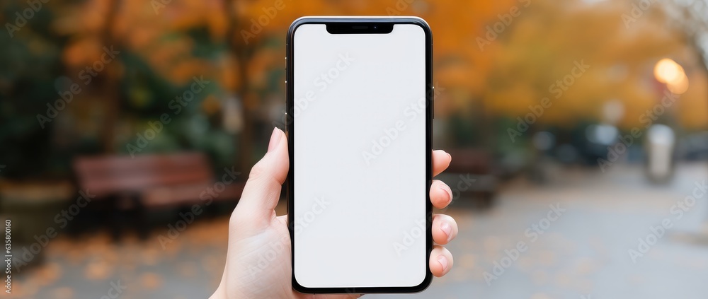 BLANK SCREEN SMARTPHONE MOCKUP, Mock-up, Template, Sample, Hand, Park ...