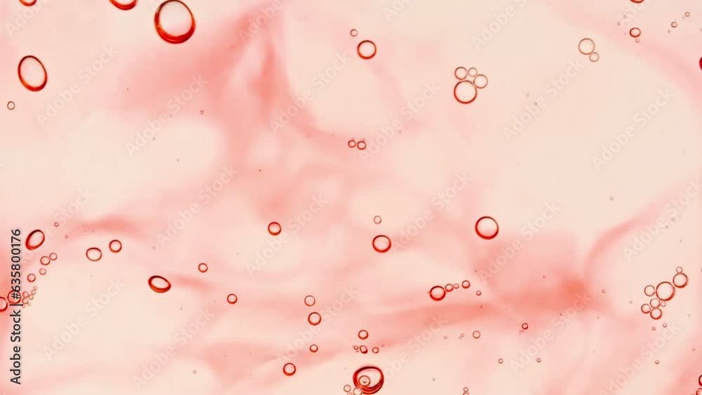 Bubble cluster, cells under a microscope. Transparent cosmetic gel ...