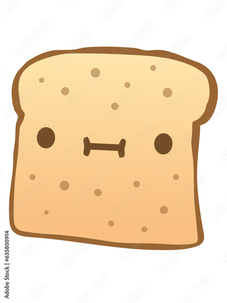 Cute Kawaii Butter Toast Funny Anime Face Toaster Bread Stock Vector ...