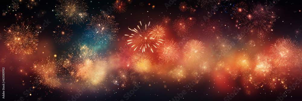 Generative AI of Festival fireworks banner frame. Abstract colorful ...