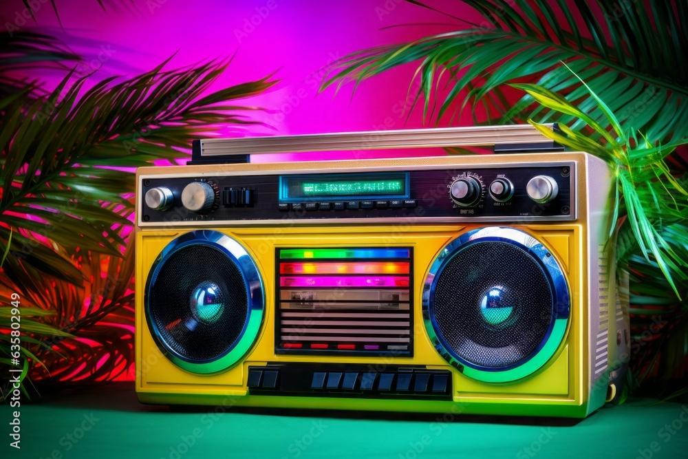 Ghetto blaster palm. Generate Ai Stock Illustration | Adobe Stock