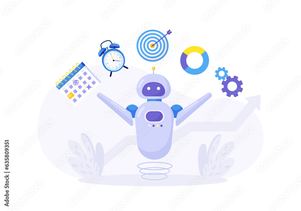 AI artificial intelligence to help productivity. Multitasking robot ...