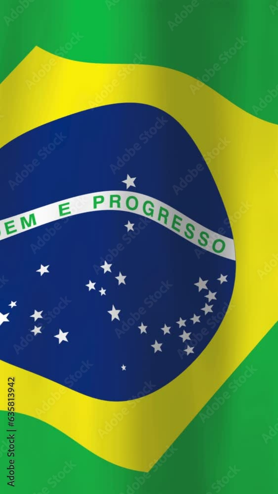 Waving Flag of Brazil, Vertical Video, 4K Animated Background. National ...