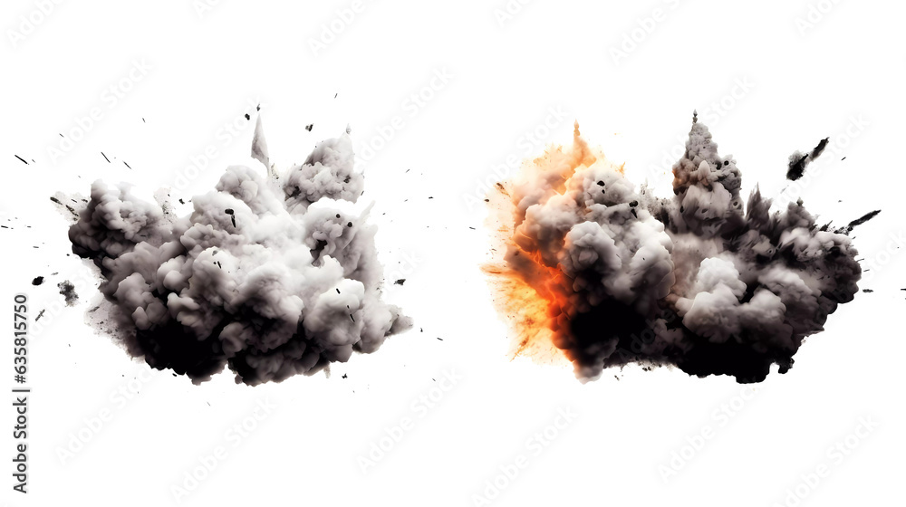 Realistic explosions on transparent background. Generative ai design ...