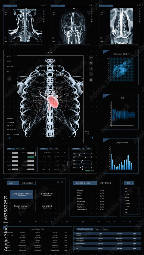 3D Render Vertical Screen: Mobile Health Monitoring Medical Software ...