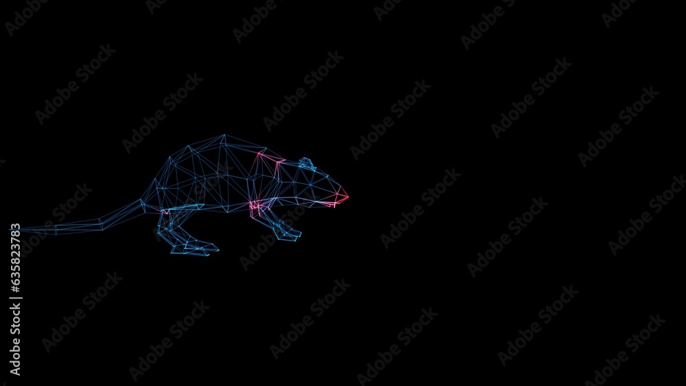 3D Rat scan on black bg with copy space. Control and destruction of ...