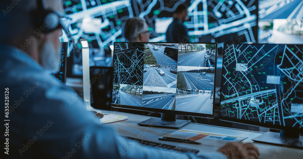 Technical Customer Support Specialist is Talking on a Headset while ...