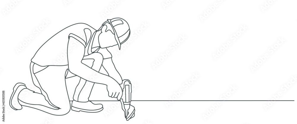 Building Construction worker line art style vector illustration Stock ...