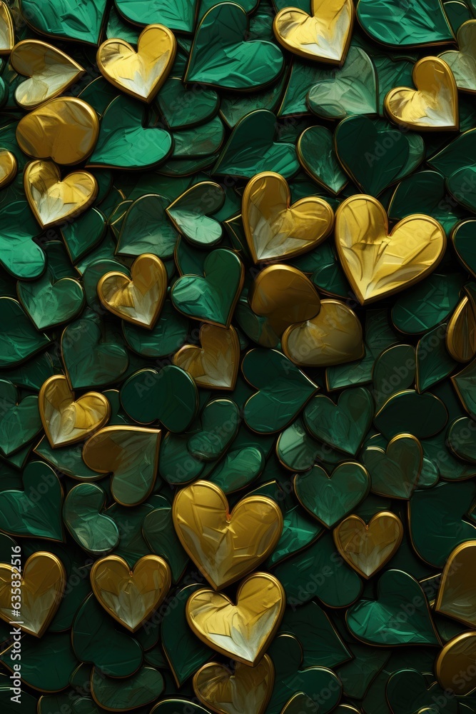 Heartcore Brilliance in Thick Impasto Background - Green and Gold ...