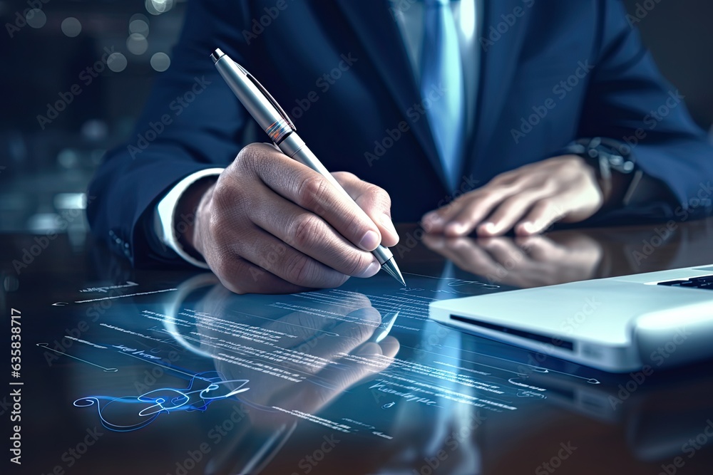 Electronic Signatures - Businessman Signing Contracst and Agreements ...