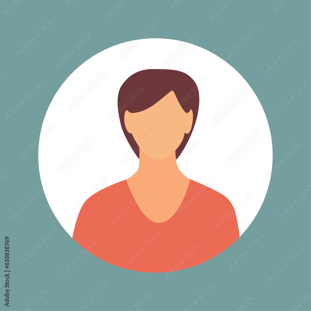 Vector flat illustration. Stylish profile of a woman. Avatar, user ...