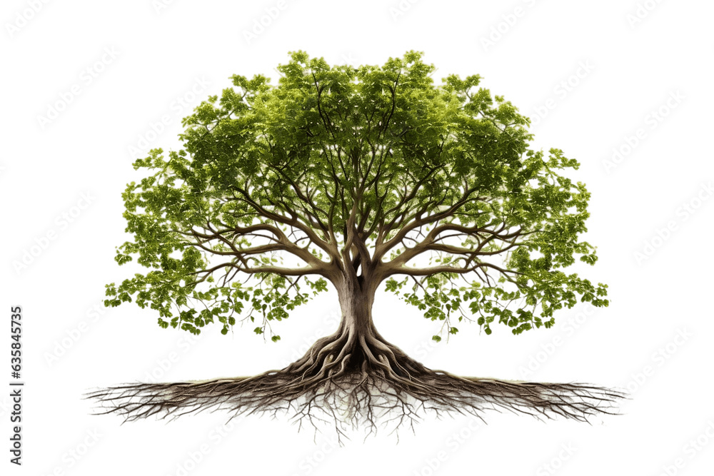 Tree with Elaborate Root System, Isolated on Transparent Background. AI ...