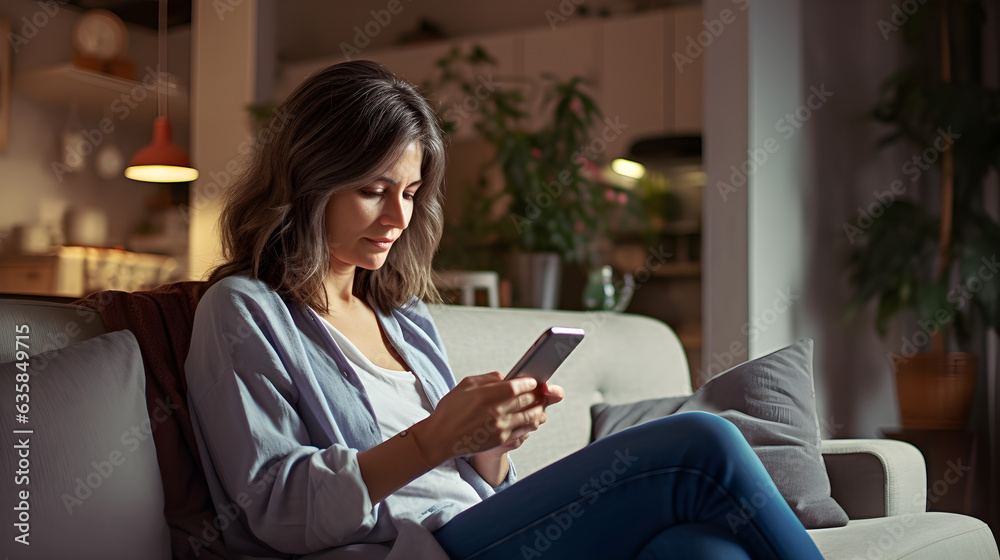 Relaxed mature old 60s woman, older middle aged female customer holding ...