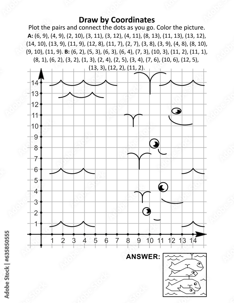 Coordinate graphing, or draw by coordinates, with whales and babies ...
