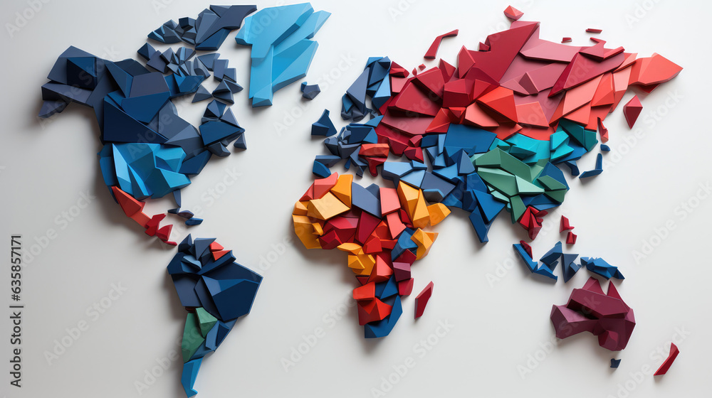 World map composed of colorful block objects. created by generative AI ...