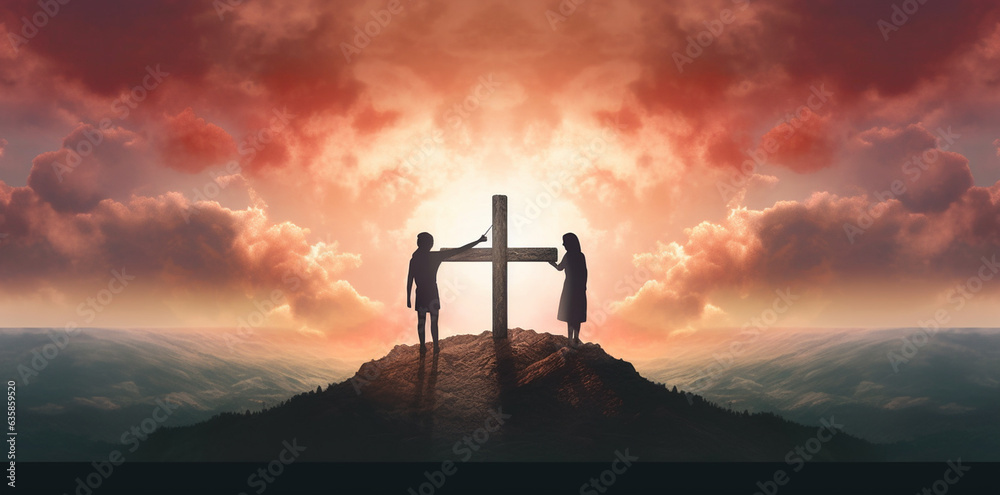 Collective Sunset Prayer and Ritual around a Cross in a Church Setting ...