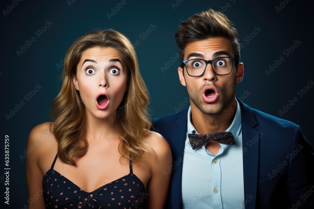 Shocked Reaction Show the couple with wide eyes - colorfull graphic ...