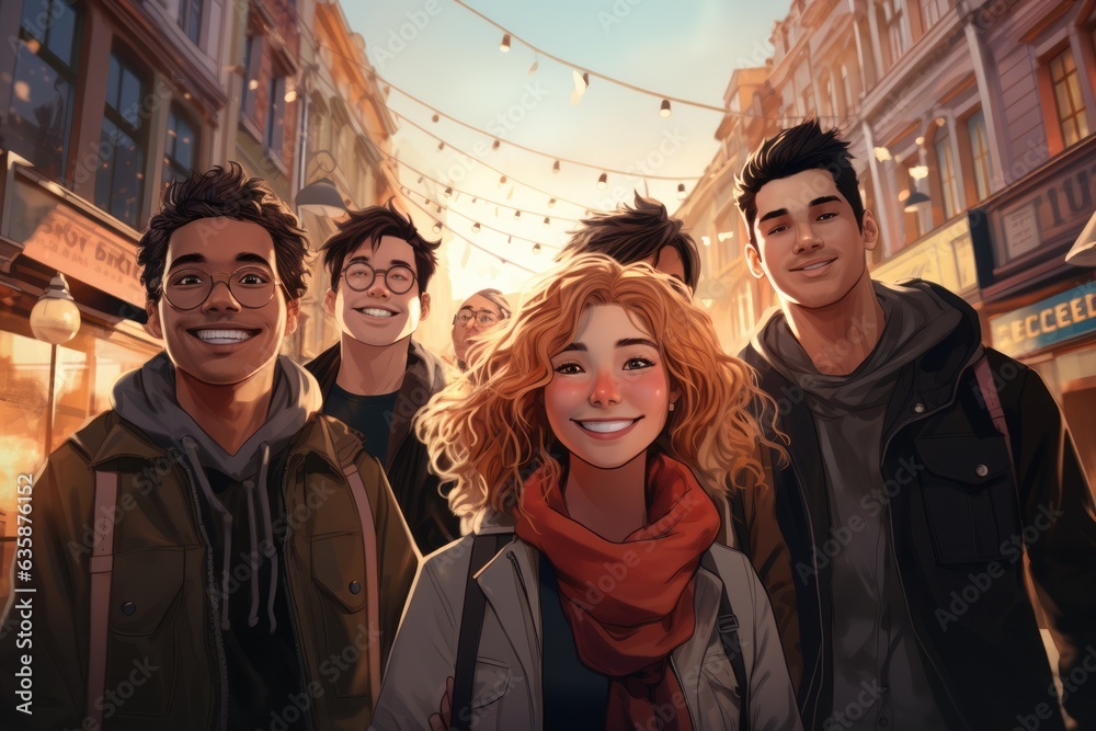 City Exploration Show the group wandering through a bus - colorfull ...