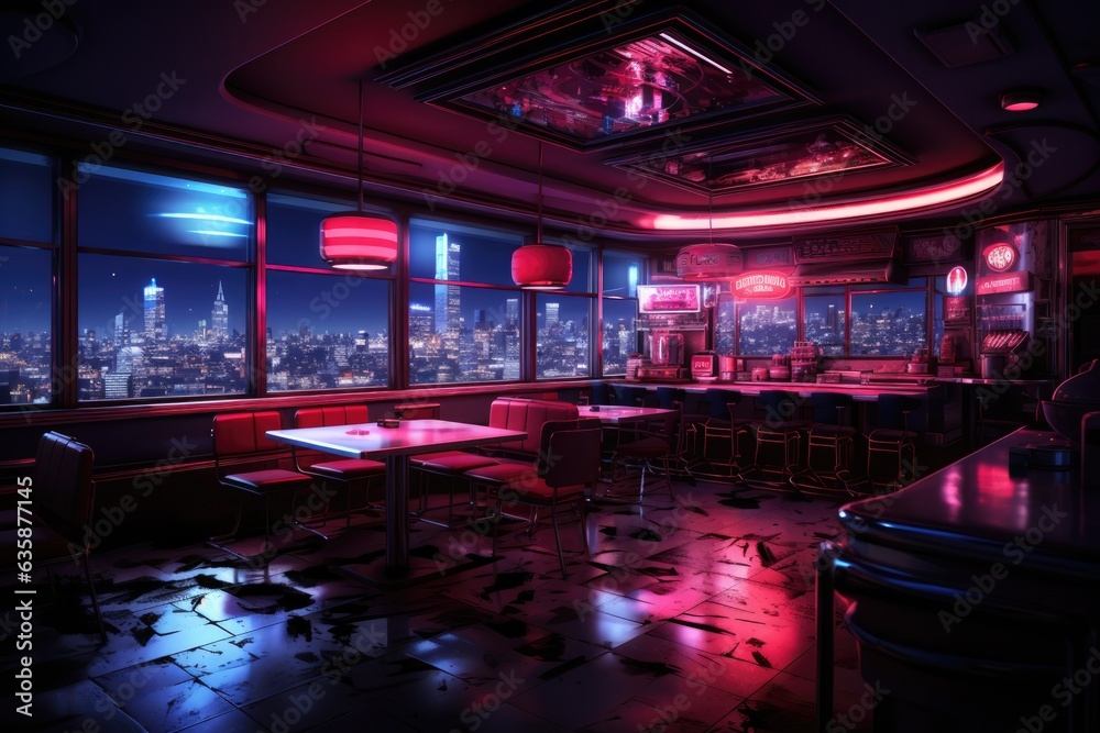 Neon Night Shift Illuminate the diner with neon lights - colorfull ...