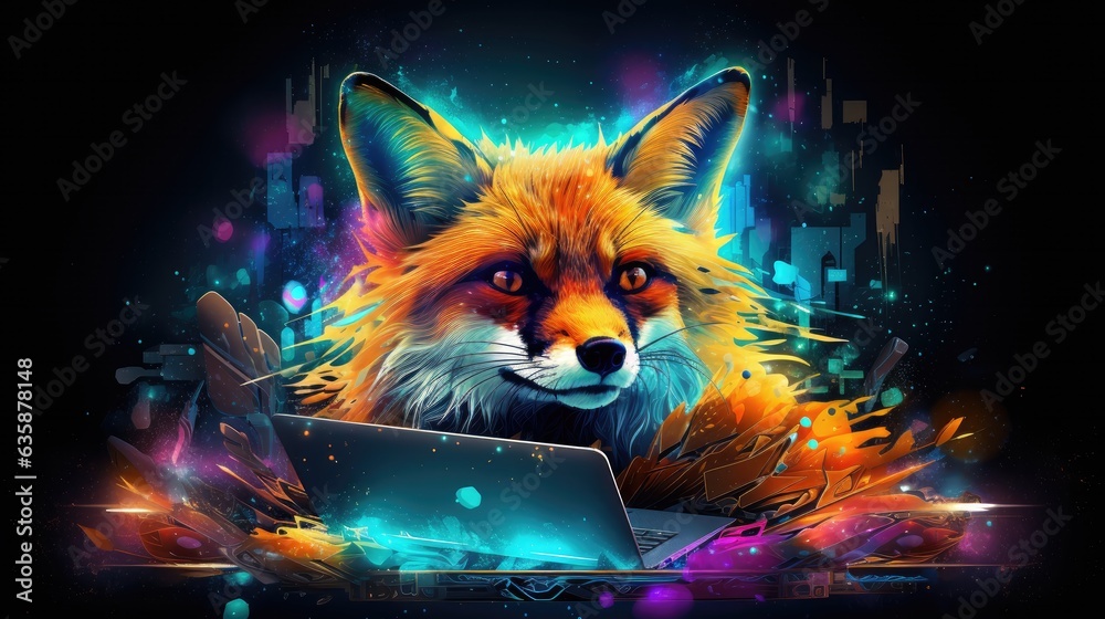 3D Smart fox, Computer, Poster, Wallpaper, Technology, Laptop, Notebook ...