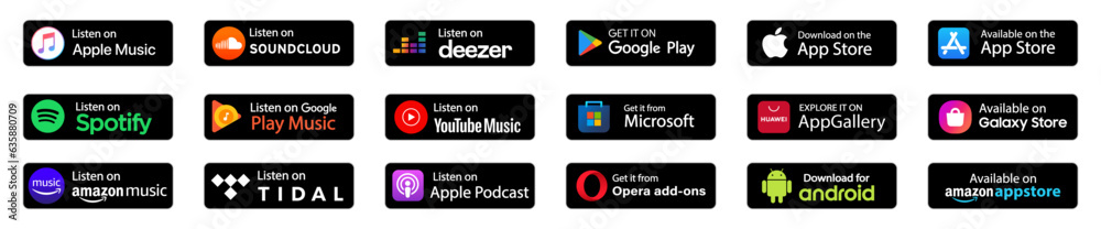 Popular music streaming services with listening badges.Music streaming ...