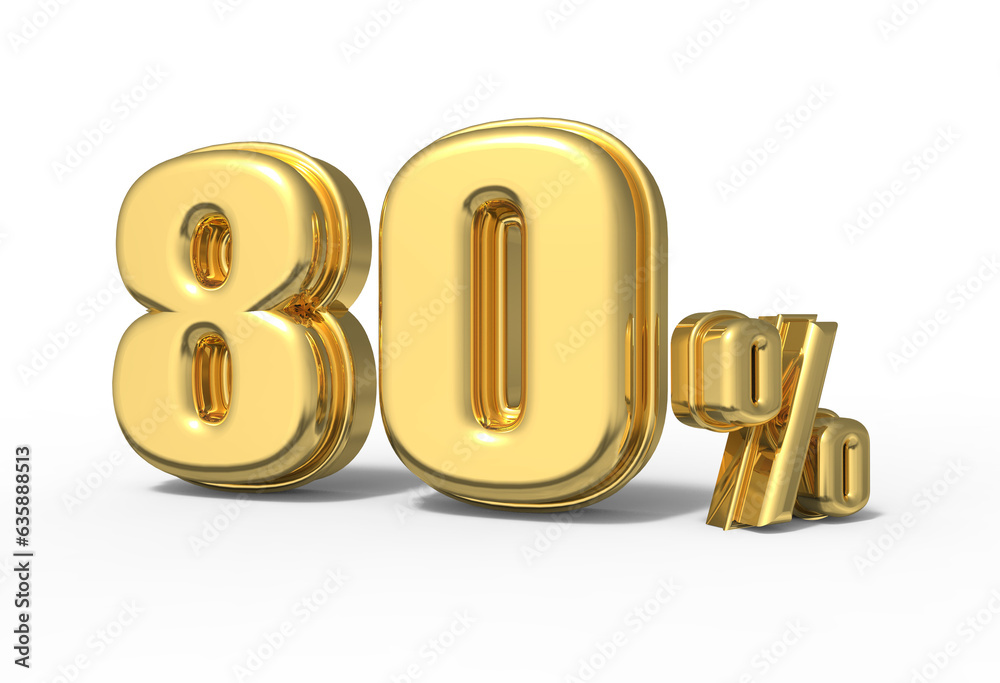 Number 80 percent for promotion style 3d | Uwalls.co.uk